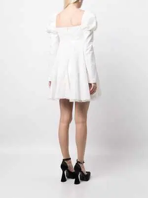 MACGRAW Romantic Juliet-sleeved Short Dress - White