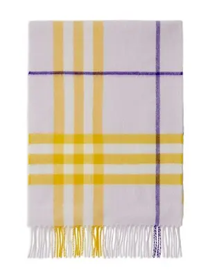 Burberry Checked Fringed-edge Cashmere Scarf - Purple