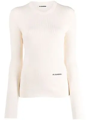 JIL SANDER Logo-patch Ribbed-knit Top