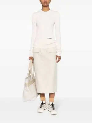 JIL SANDER Logo-patch Ribbed-knit Top