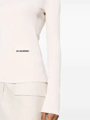 JIL SANDER Logo-patch Ribbed-knit Top