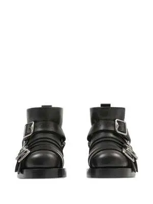 Burberry Buckled Leather Biker Boots