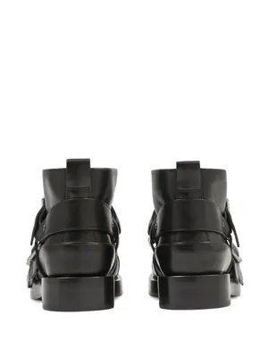 Burberry Buckled Leather Biker Boots
