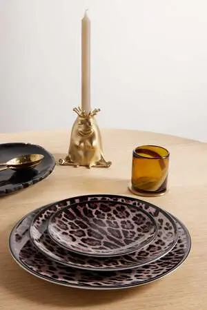 Dolce & Gabbana Set Of Two Leopard-print Porcelain Plates