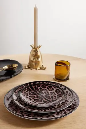 Dolce & Gabbana Set Of Two Leopard-print Porcelain Plates