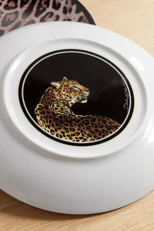 Dolce & Gabbana Set Of Two Leopard-print Porcelain Plates