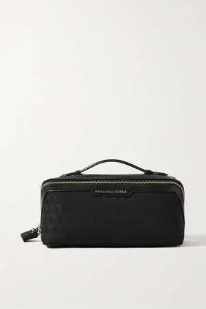 ANYA HINDMARCH Dressing Table Leather-trimmed Logo-jacquard Nylon Cosmetics Case - Black
