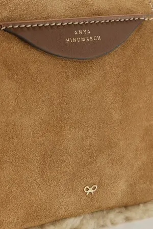 ANYA HINDMARCH Vere Shearling-trimmed Suede Shoulder Bag