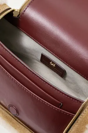 ANYA HINDMARCH Vere Shearling-trimmed Suede Shoulder Bag