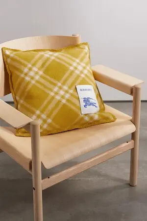 Burberry Appliquéd Checked Wool Cushion - Yellow