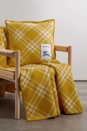 Burberry Appliquéd Checked Wool Cushion - Yellow