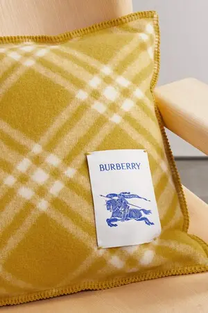 Burberry Appliquéd Checked Wool Cushion - Yellow