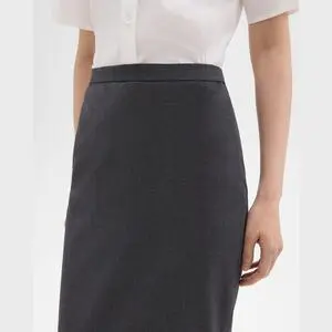 Theory Slim Pencil Good Wool Skirt - Charcoal Melange