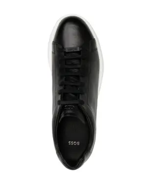 BOSS Lace-up Leather Sneakers - Black