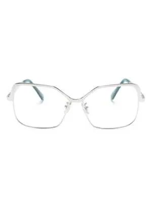 Marni Logo-debossed Square-frame Glasses - Silver