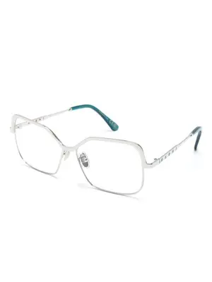 Marni Logo-debossed Square-frame Glasses - Silver