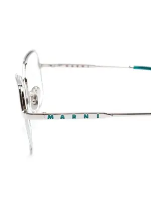 Marni Logo-debossed Square-frame Glasses - Silver