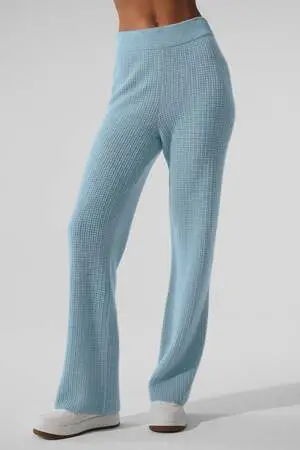 Alo Yoga Cashmere Plush Waffle High-waist Pants - Celestial Blue Heather