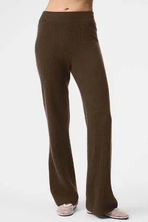 Alo Yoga Cashmere High-waist Plush Waffle Pants - Espresso