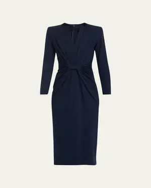 Giorgio Armani Tab Front Jersey Dress - Solid Blue Navy