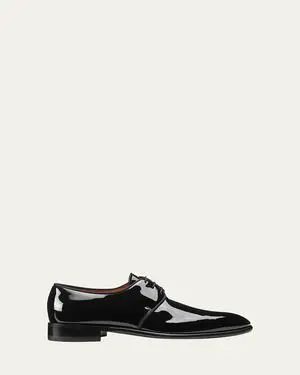 Santoni Isogram Patent Leather Derby Shoes