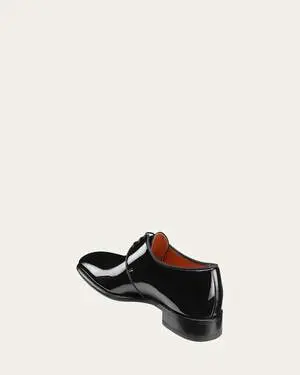 Santoni Isogram Patent Leather Derby Shoes
