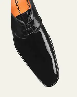 Santoni Isogram Patent Leather Derby Shoes