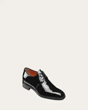 Santoni Isogram Patent Leather Derby Shoes