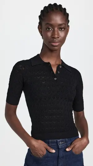 Sea Rue Fine Gauge Knit Polo Sweater