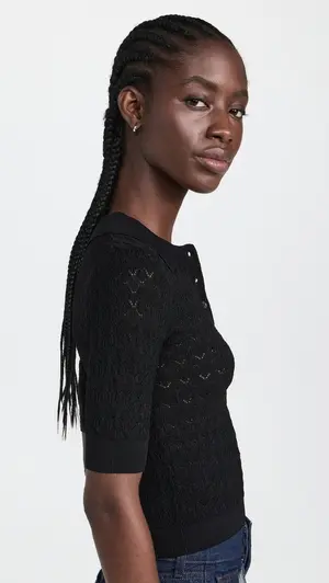 Sea Rue Fine Gauge Knit Polo Sweater