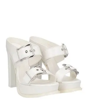 Alexander McQueen Leather Sandals With Buckle Fastening And Stiletto Heel - White