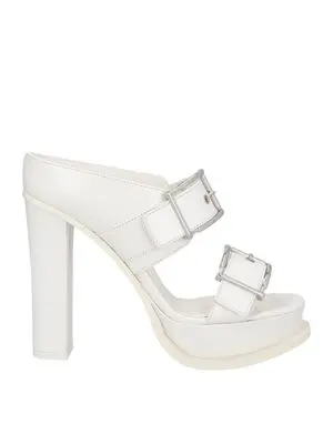 Alexander McQueen Leather Sandals With Buckle Fastening And Stiletto Heel - White