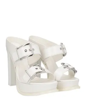 Alexander McQueen Leather Sandals With Buckle Fastening And Stiletto Heel - White