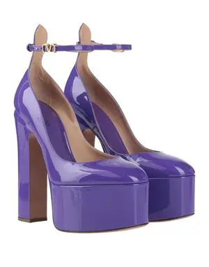 Valentino Garavani Leather Pumps With Ankle Strap - Purple