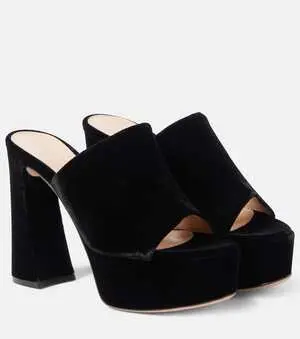 GIANVITO ROSSI Holly Velvet Platform Mules - Multicoloured