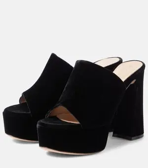 GIANVITO ROSSI Velvet Platform Mules - Multicoloured