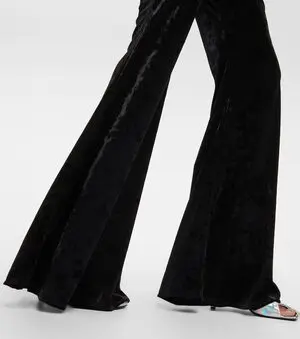 Alexandre Vauthier Halterneck Flared Velvet Jumpsuit