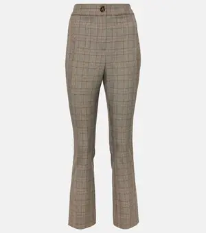 Veronica Beard Checked High-rise Slim Pants