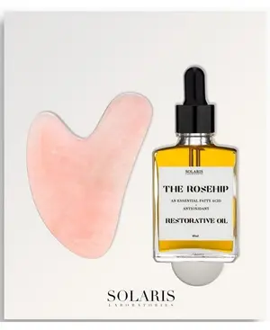 SOLARIS LABORATORIES NY Gua Sha And Rosehip Oil Set - Pink