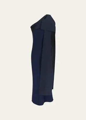 Bernadette Adrian Bow One-Shoulder Dress - Midnight Blue