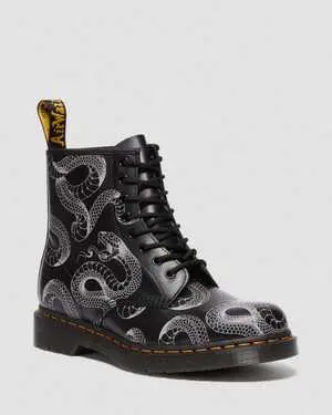 Dr. Martens 1460 Serpent Print Leather Lace Up Boots