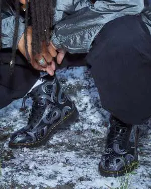 Dr. Martens 1460 Serpent Print Leather Lace Up Boots