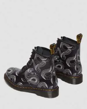 Dr. Martens 1460 Serpent Print Leather Lace Up Boots