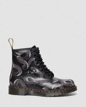 Dr. Martens 1460 Serpent Print Leather Lace Up Boots