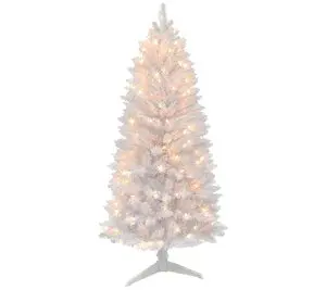 PULEO INTERNATIONAL Puleo 5' Pre-lit White Carson Artificial Pine T Ree 100 Lights - One-color