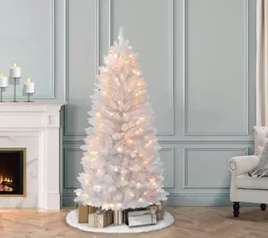 PULEO INTERNATIONAL Puleo 5' Pre-lit White Carson Artificial Pine T Ree 100 Lights