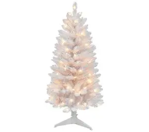 PULEO INTERNATIONAL Puleo 4' Pre-lit White Carson Artificial Pine Tree - One-color