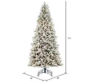 VICKERMAN 7.5' Flocked Jackson Pine Artificial Pre-lit Tree Ww
