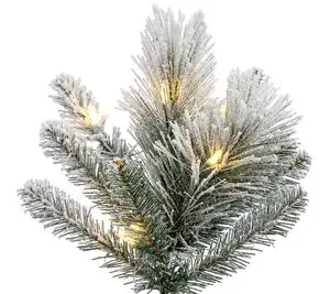 VICKERMAN 7.5' Flocked Jackson Pine Artificial Pre-lit Tree Ww
