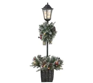 PULEO INTERNATIONAL Puleo 4' Pre-lit Artificial Pine Lamp Post 50 Led Lights - One-color